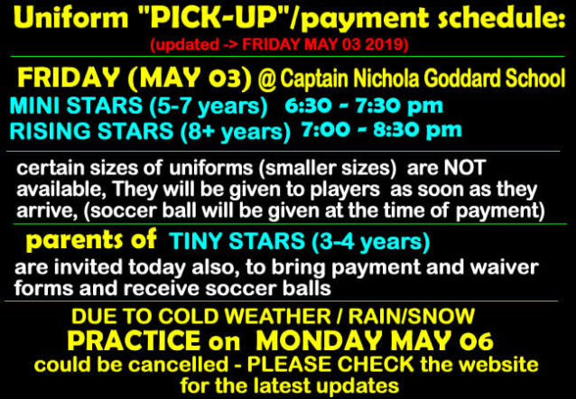 FRIDAY MAY 03 - uniform "PICK-UP / payment" | Panorama Hills Soccer ...